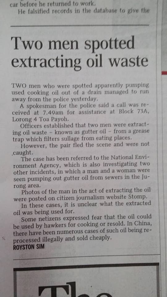 Under The Angsana Tree: Watch What You Eat: Gutter Oil?