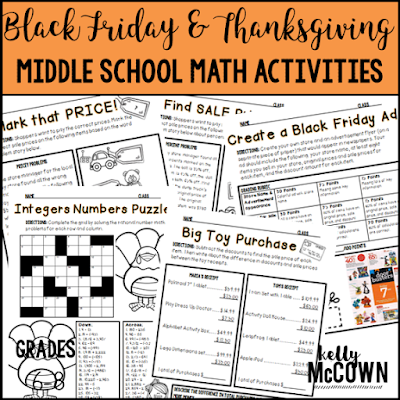 Kelly McCown: Middle School Black Friday & Thanksgiving Math