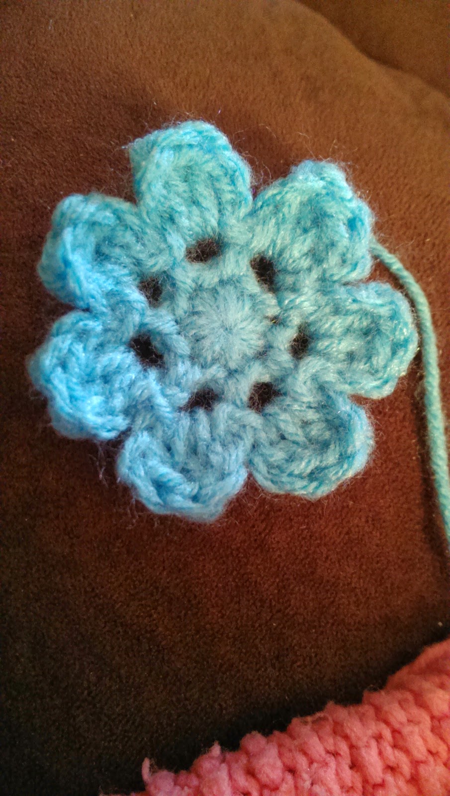 Catty Crochet Blue 7 Petal Flower Catty Crochet Blue 7 Petal Flower