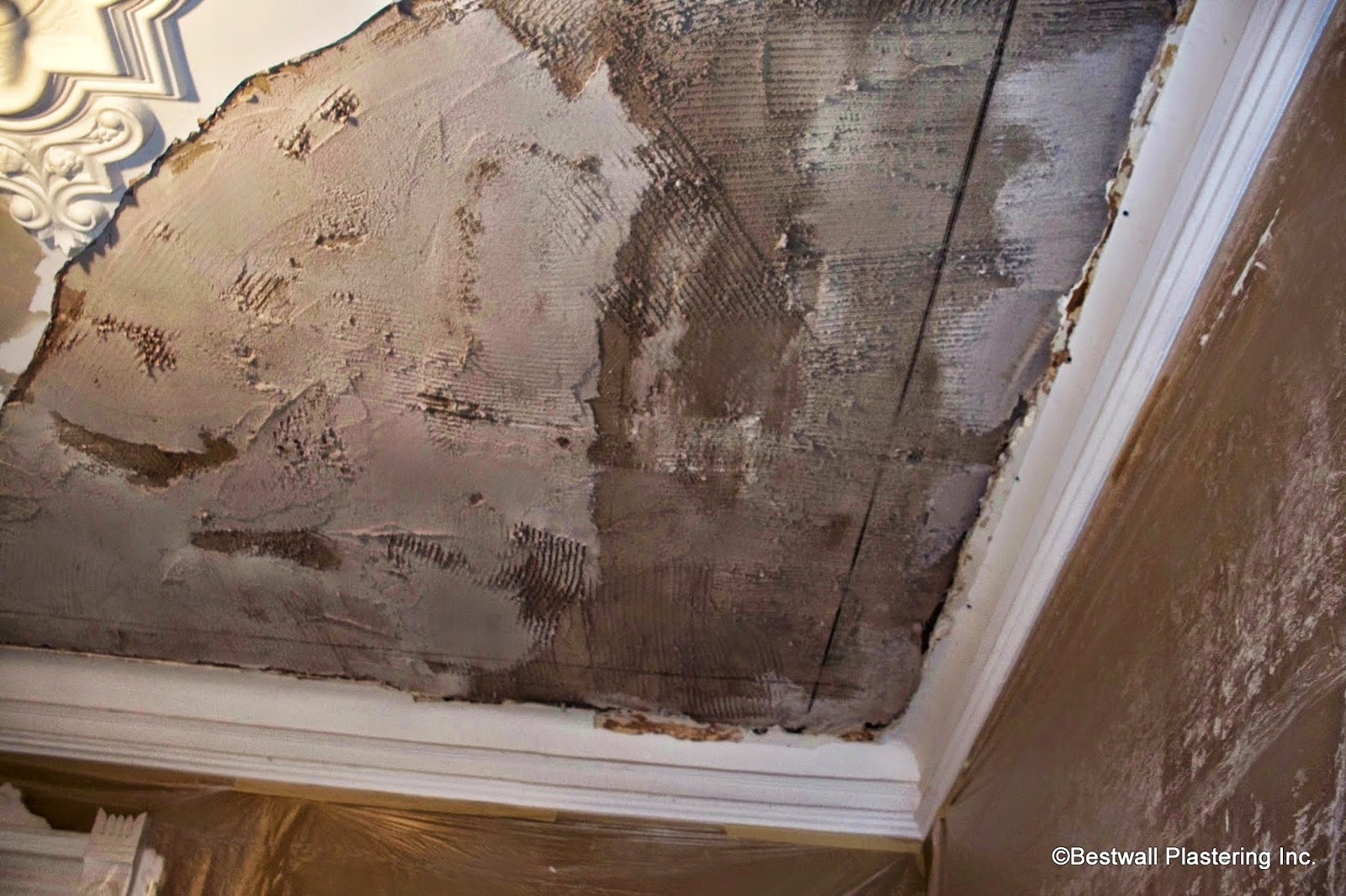 What you need to know about plastering: Damaged Plaster ceiling with ...