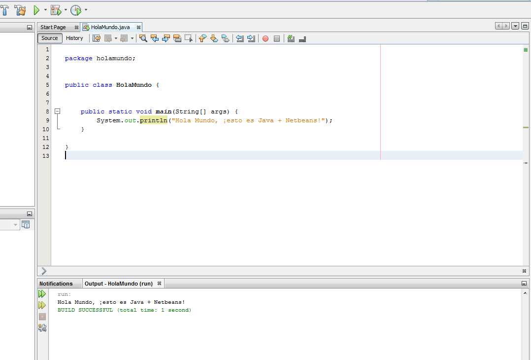 Java + Netbeans.: Nuestro primer ejercicio Java+NetBeans: ¡Hola mundo!