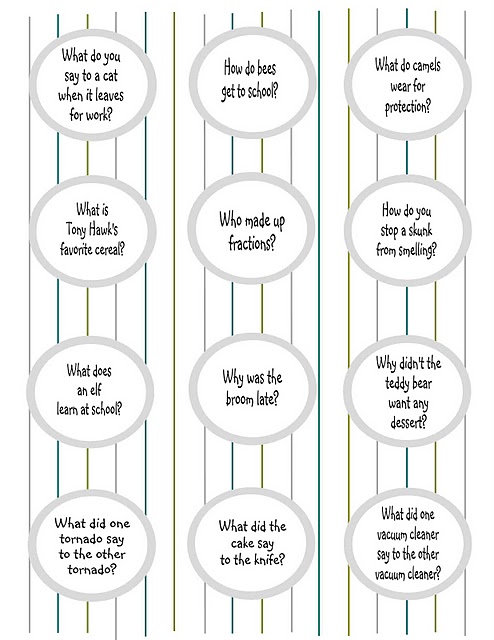 Creative Party Ideas by Cheryl: Lunch Box Jokes