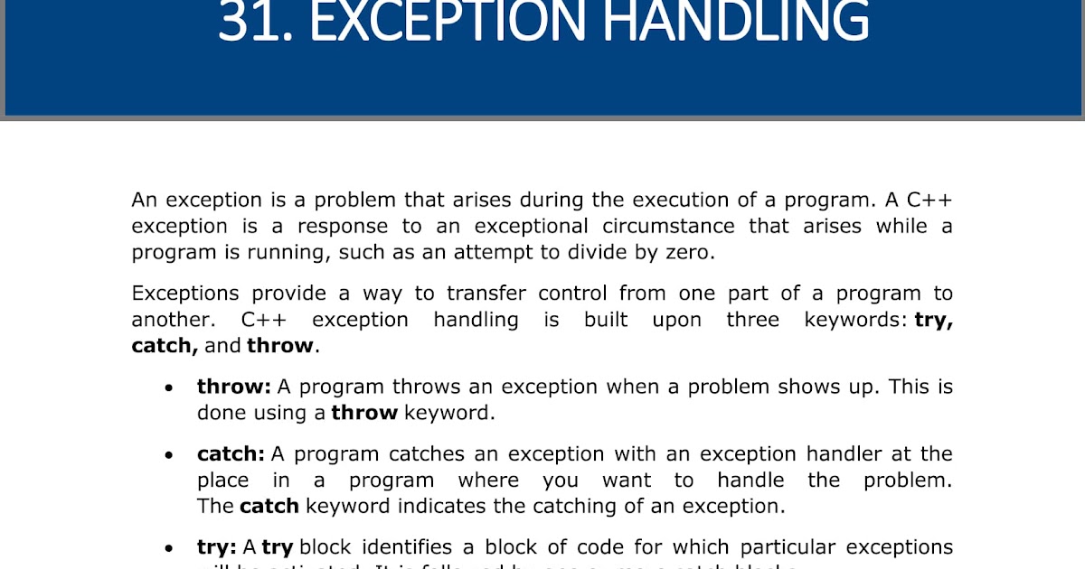 Computer Languages and Work From Home Jobs: C++ LANGUAGE EXCEPTION HANDLING Computer Languages and Work From Home Jobs: C++ LANGUAGE EXCEPTION HANDLING