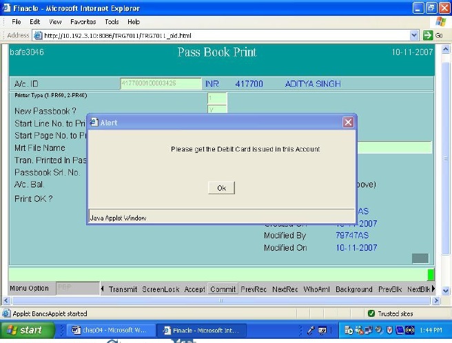 Finacle menu/command to print Pass Book ~ Finacle Commands - Finacle ...