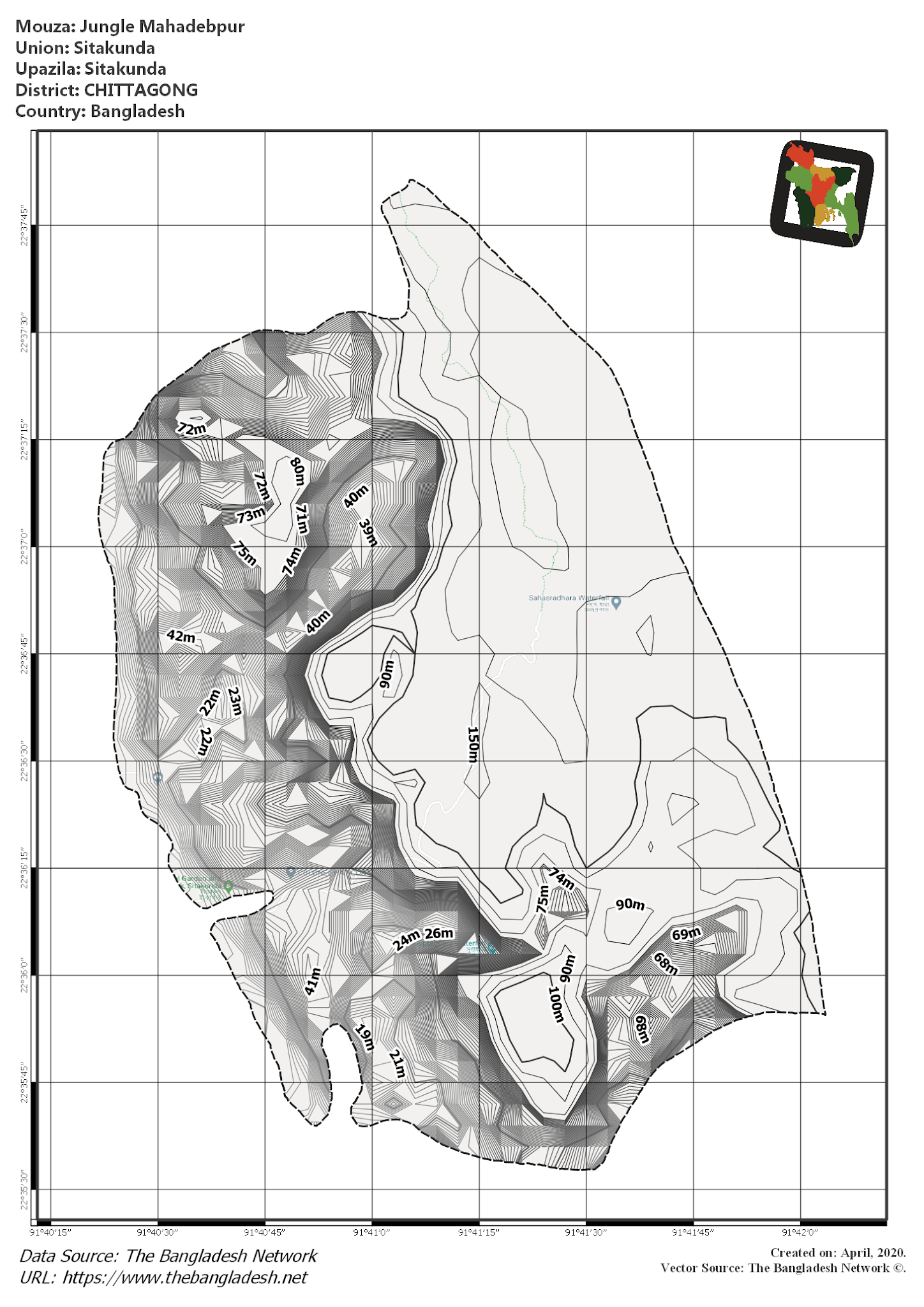 Map of Jungle Mahadebpur Mouza, Sitakunda, Chittagong