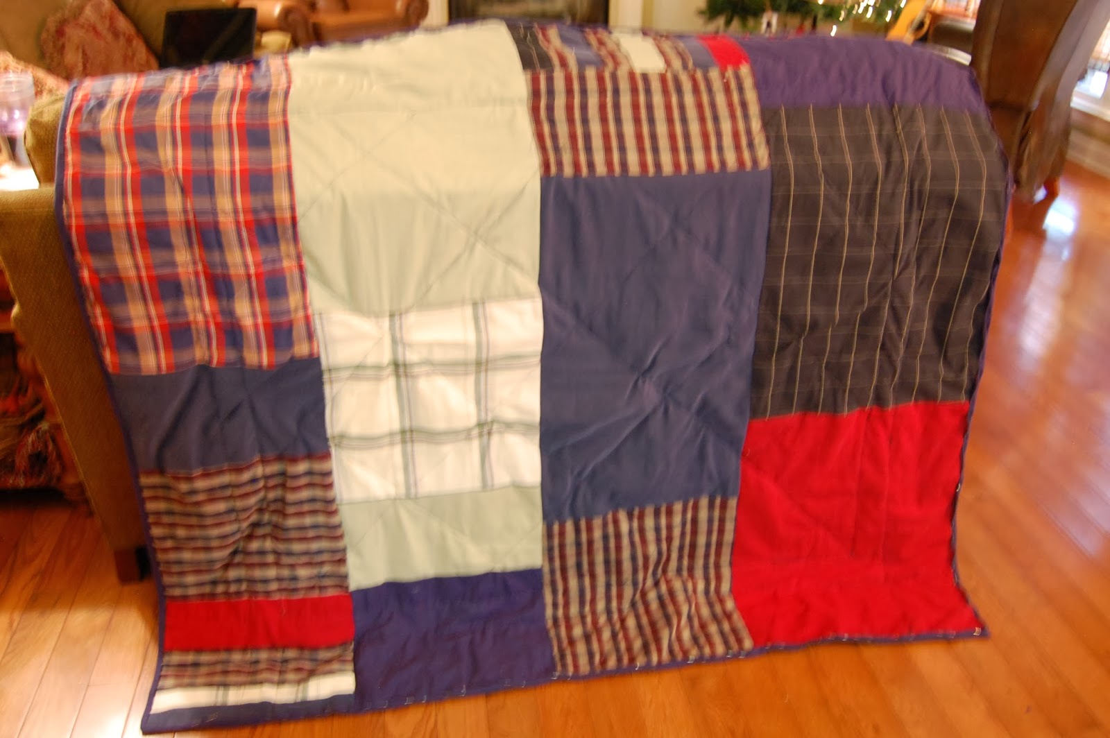 Southern Seven: Quilt made from my dad's shirts