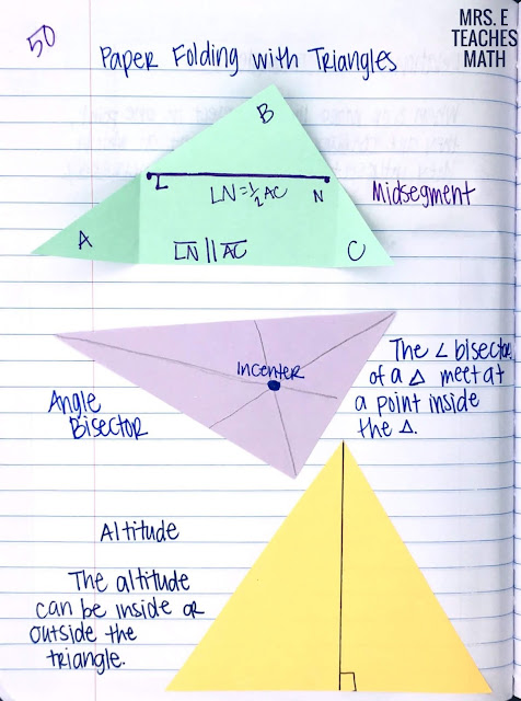 Relationships in Triangles INB Pages | Mrs. E Teaches Math
