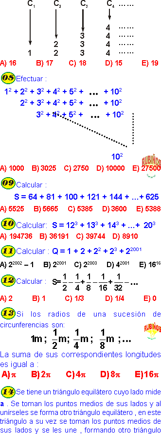 SERIES - SUMATORIAS Y SUMAS NOTABLES PROBLEMAS CON CLAVES Y RESPUESTAS PDF