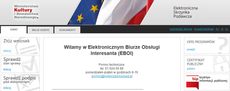 Projekty: EBOI: Są już formuarze w wielu programach MKiDN