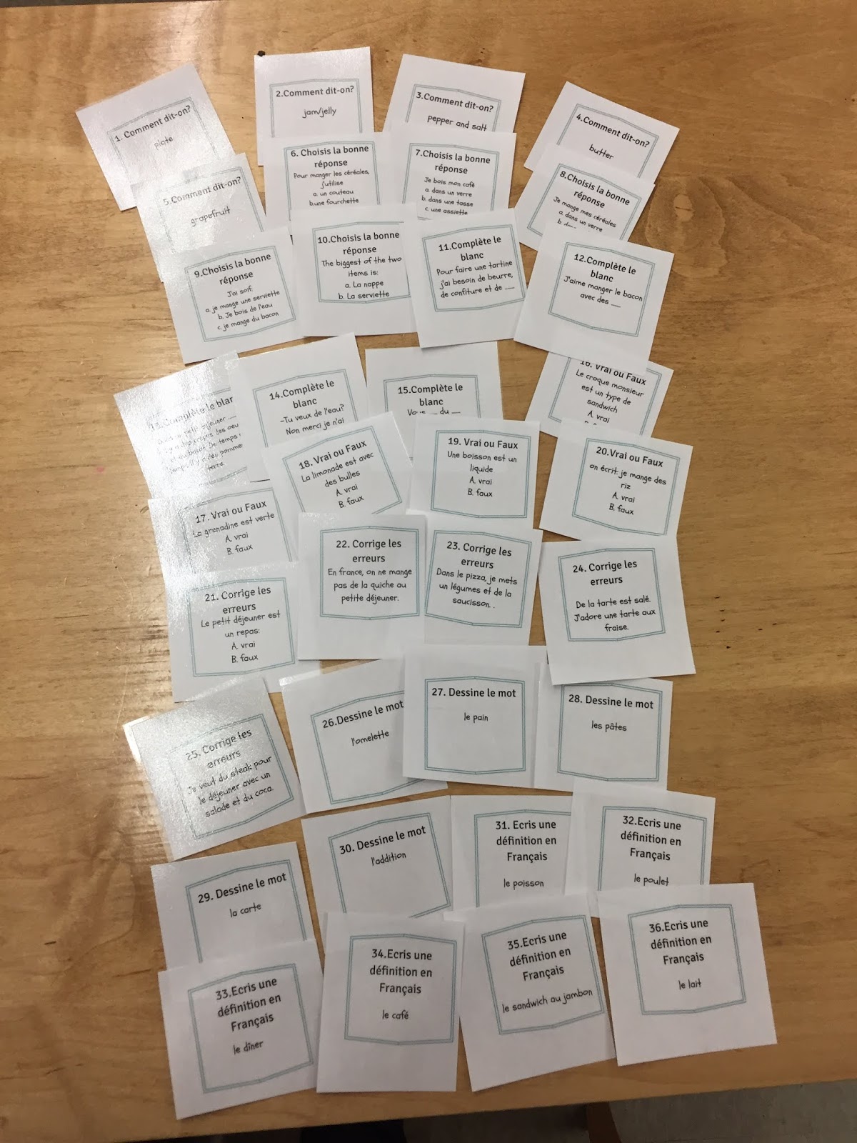 La classe de MademoisELE: Task cards Comida et Nourriture