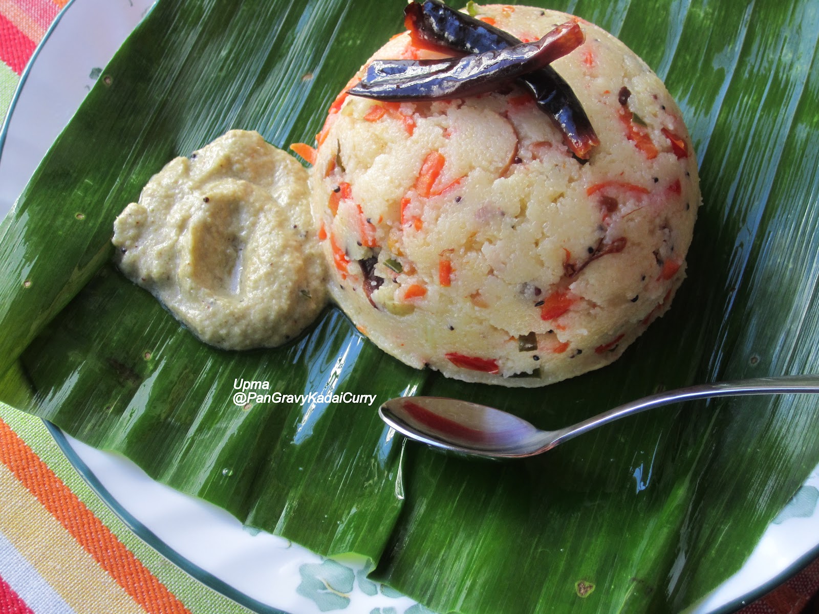 Pan Gravy Kadai Curry: Upma and Ginger Chutney