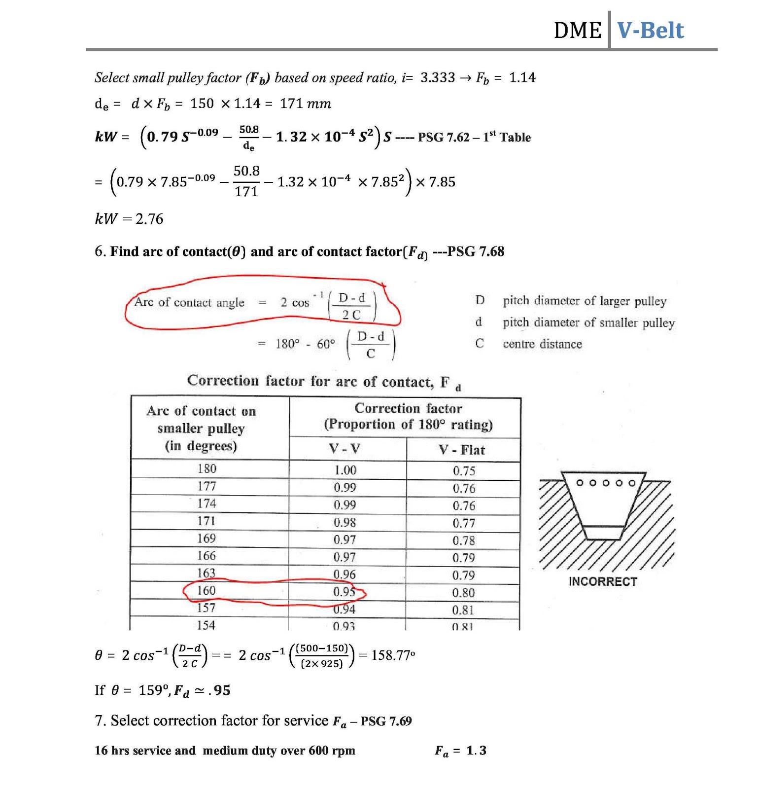 Machine Drawing: Design of V Belt using PSG Design Data Book