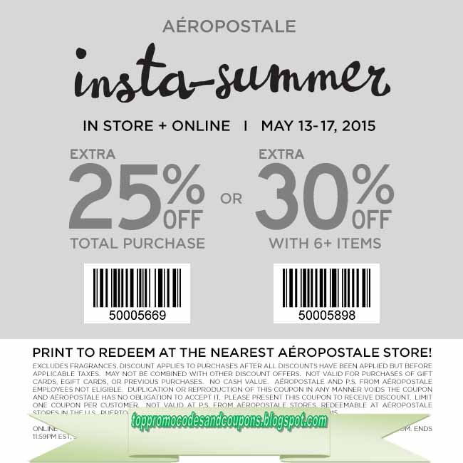 Free Promo Codes and Coupons 2023: Aeropostale Coupons