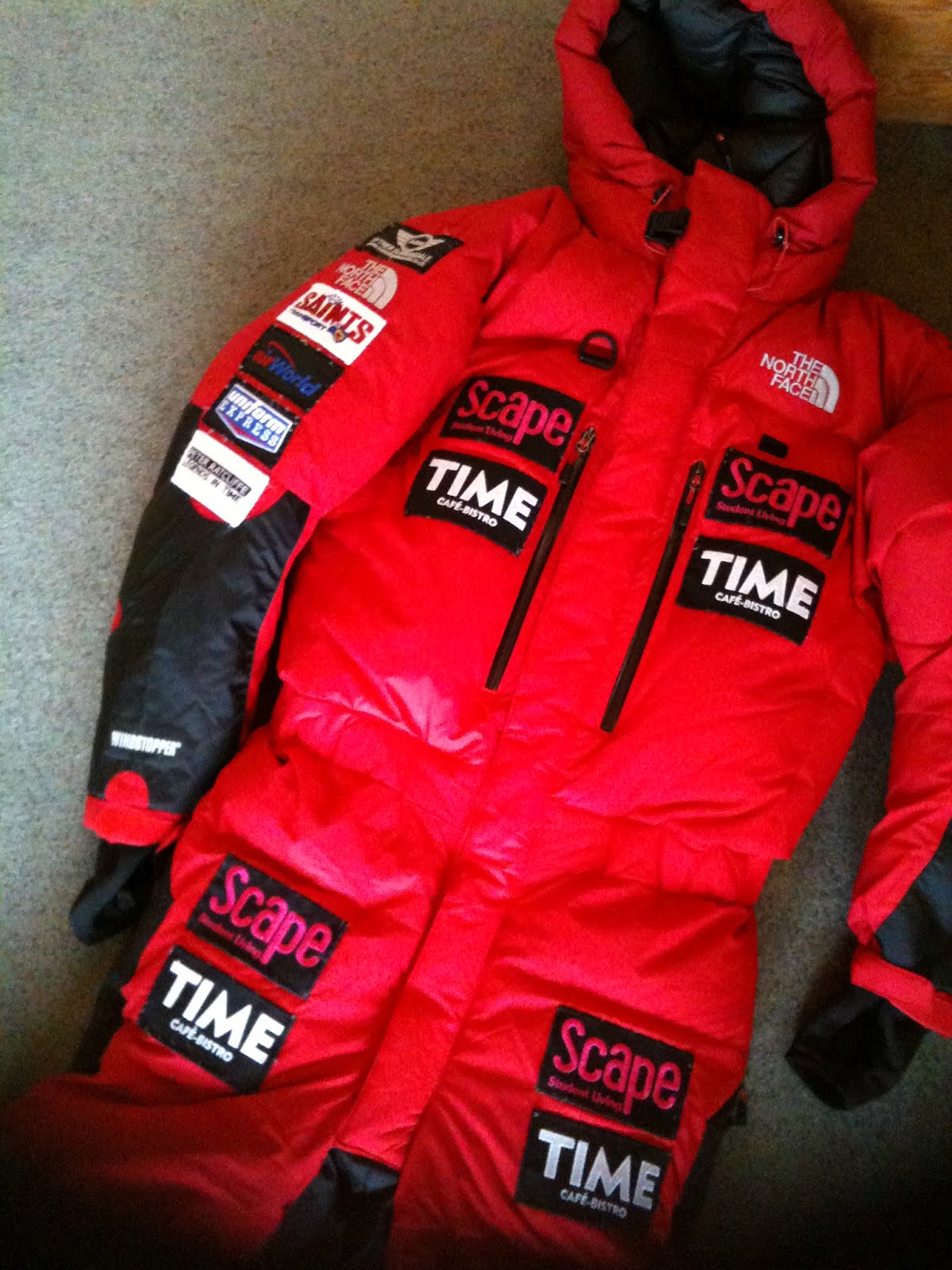 DO SUMMIT GOOD: Down suit ready to go.....