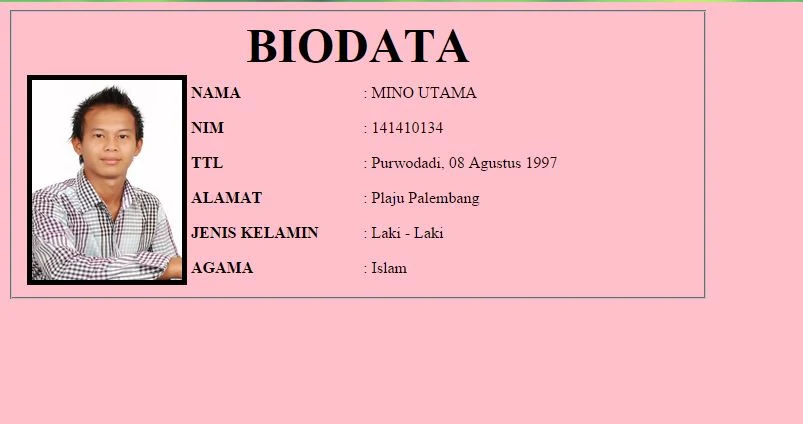 Cara Membuat Biodata Di Html Dan Css Biodata Membuat Halaman Udin Blog