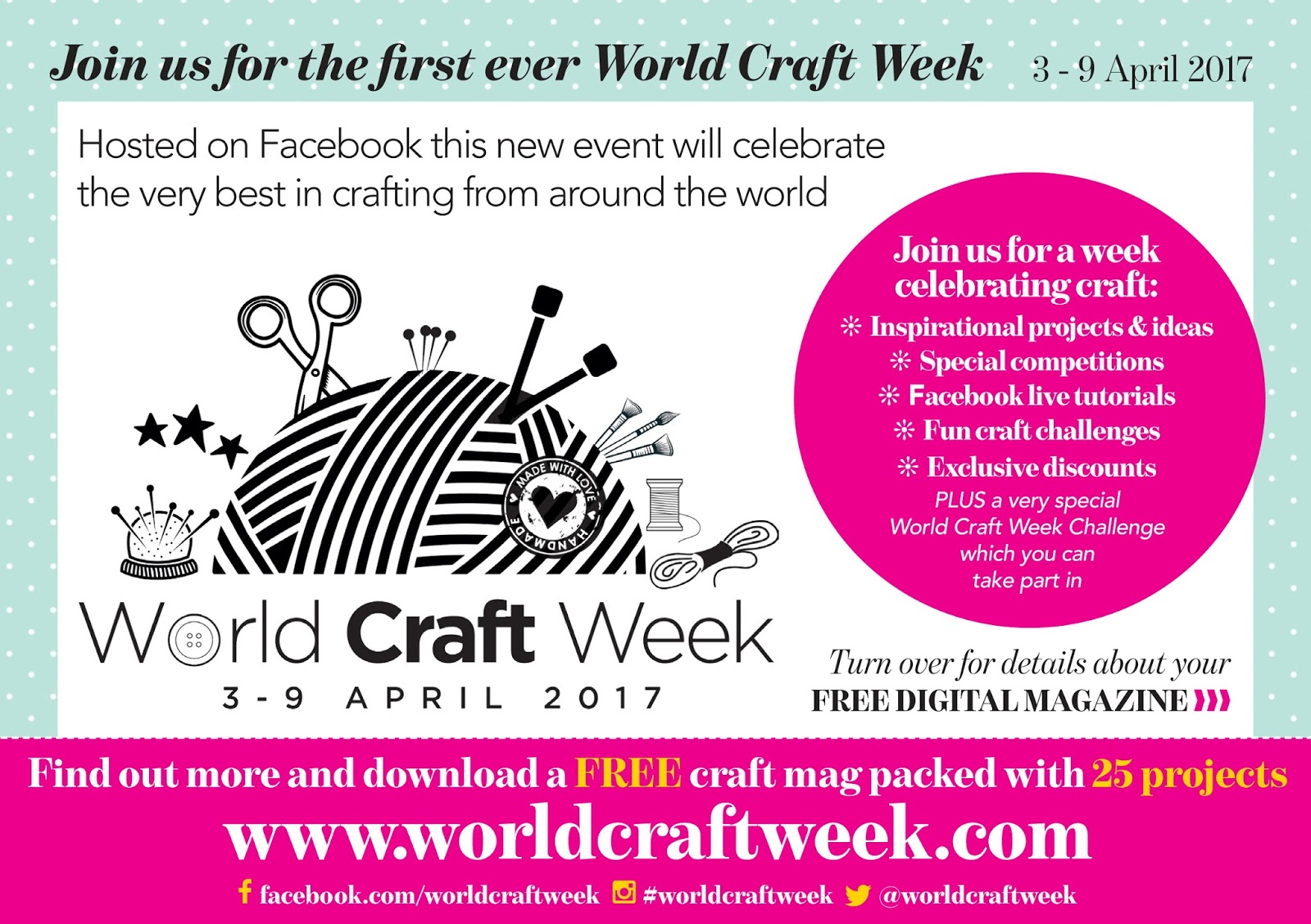 Jo Nevill (Rambling Boots): World Craft Week 3rd to 9th April 2017
