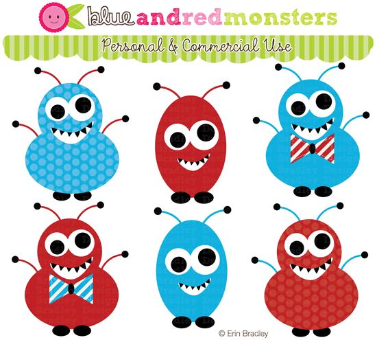 Erin Bradley Designs: New! Party Monsters and Matching Digital Papers!