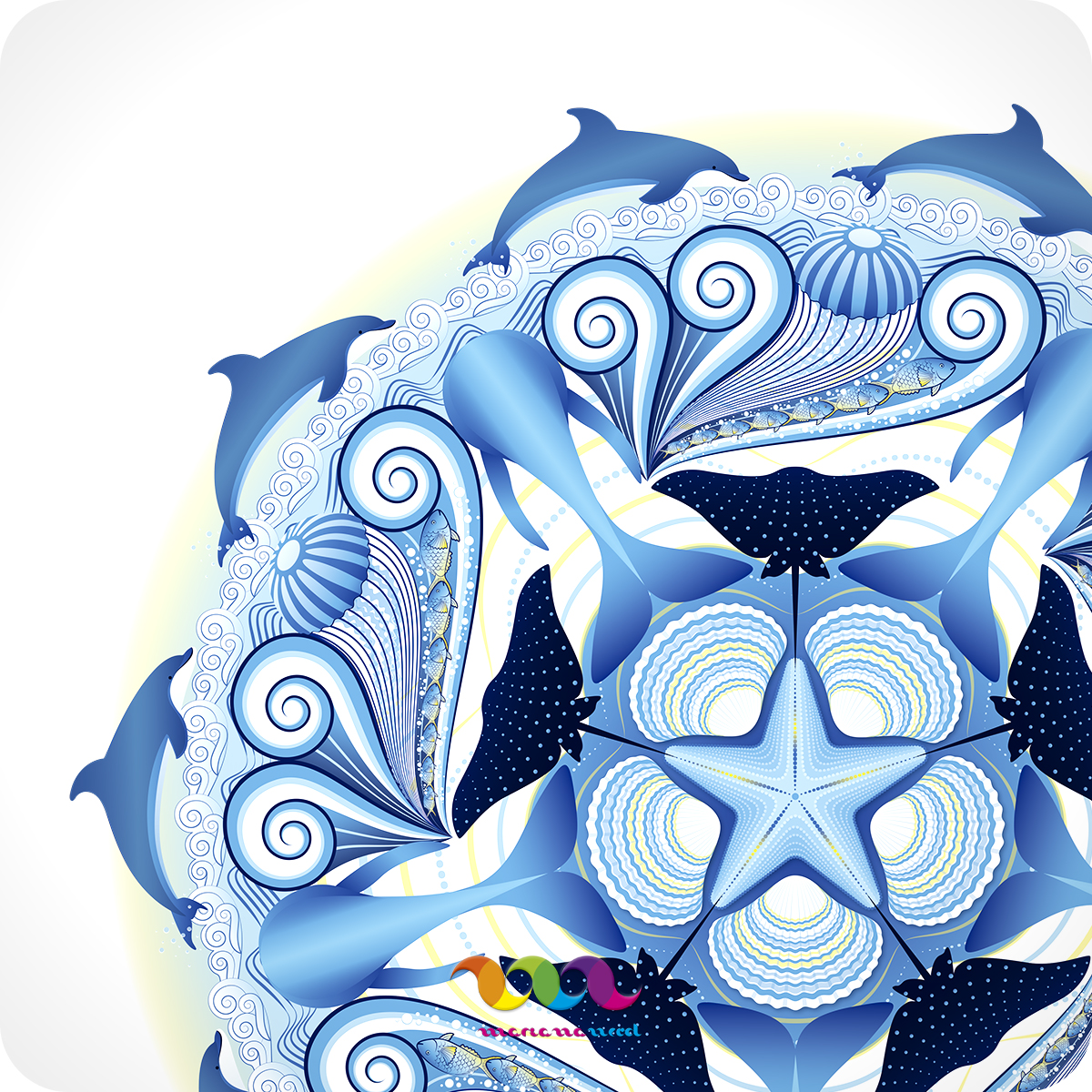 Mandalas Marinos realizados con gráficos vectoriales