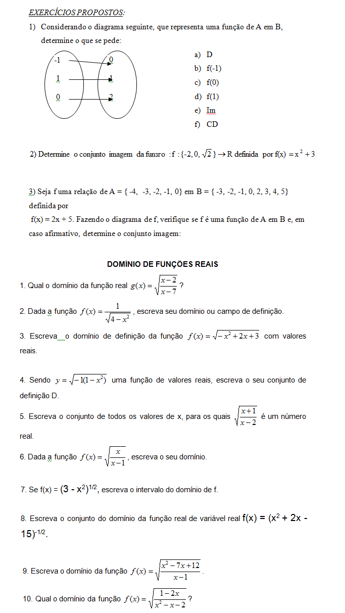 É Dia De Matemática Domínio Contradomínio E Imagem