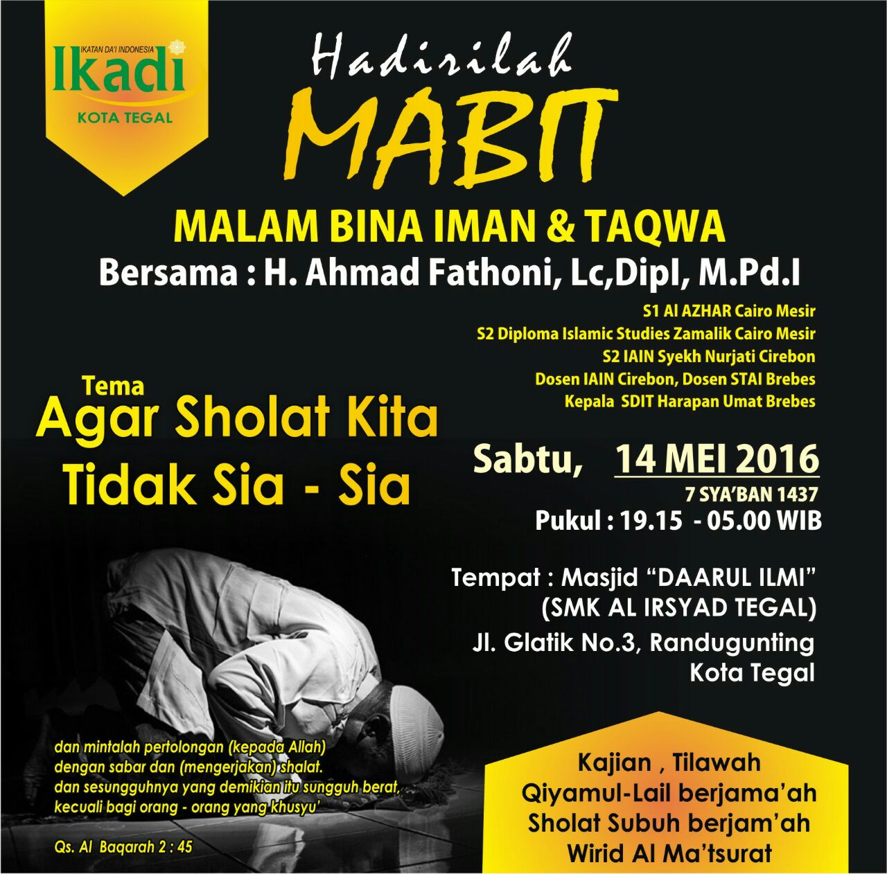 Malam Bina Iman dan Taqwa- MABIT IKADI 14 mei 2016