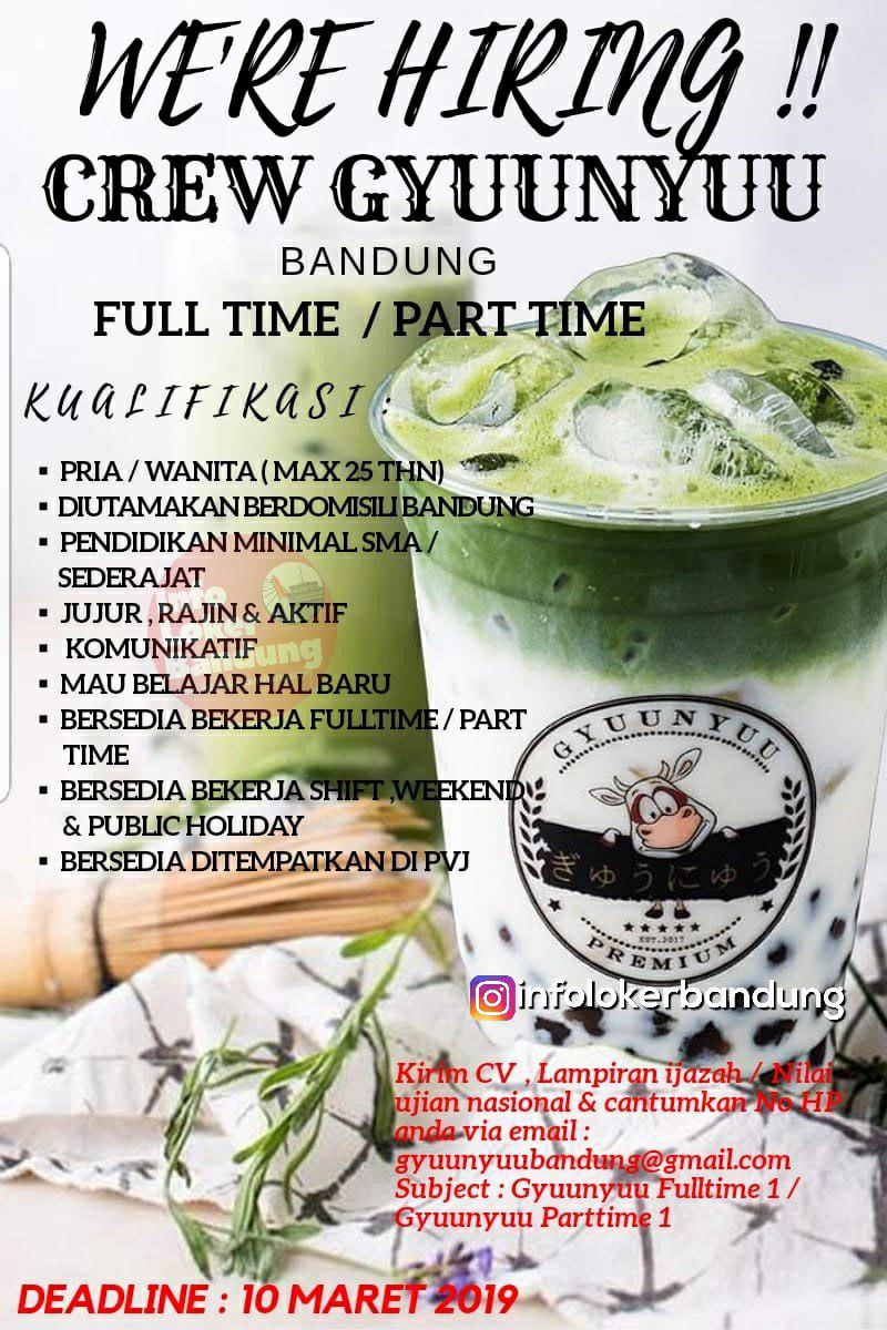 Lowongan Kerja Full Time & Part Time Crew Gyuunyuu Bandung Maret 2019 ...