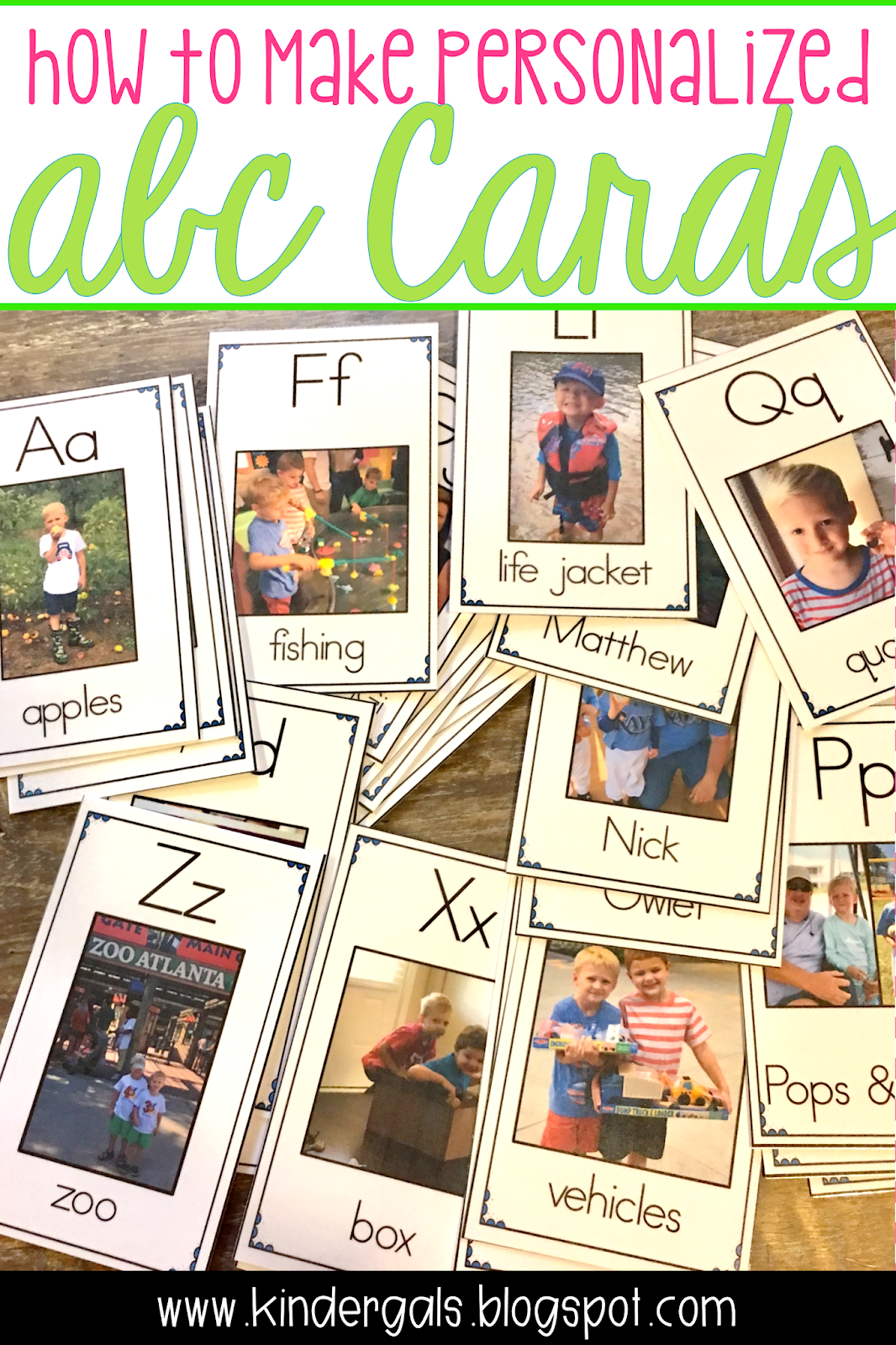 KinderGals: How to Make Personalized abc Flashcards