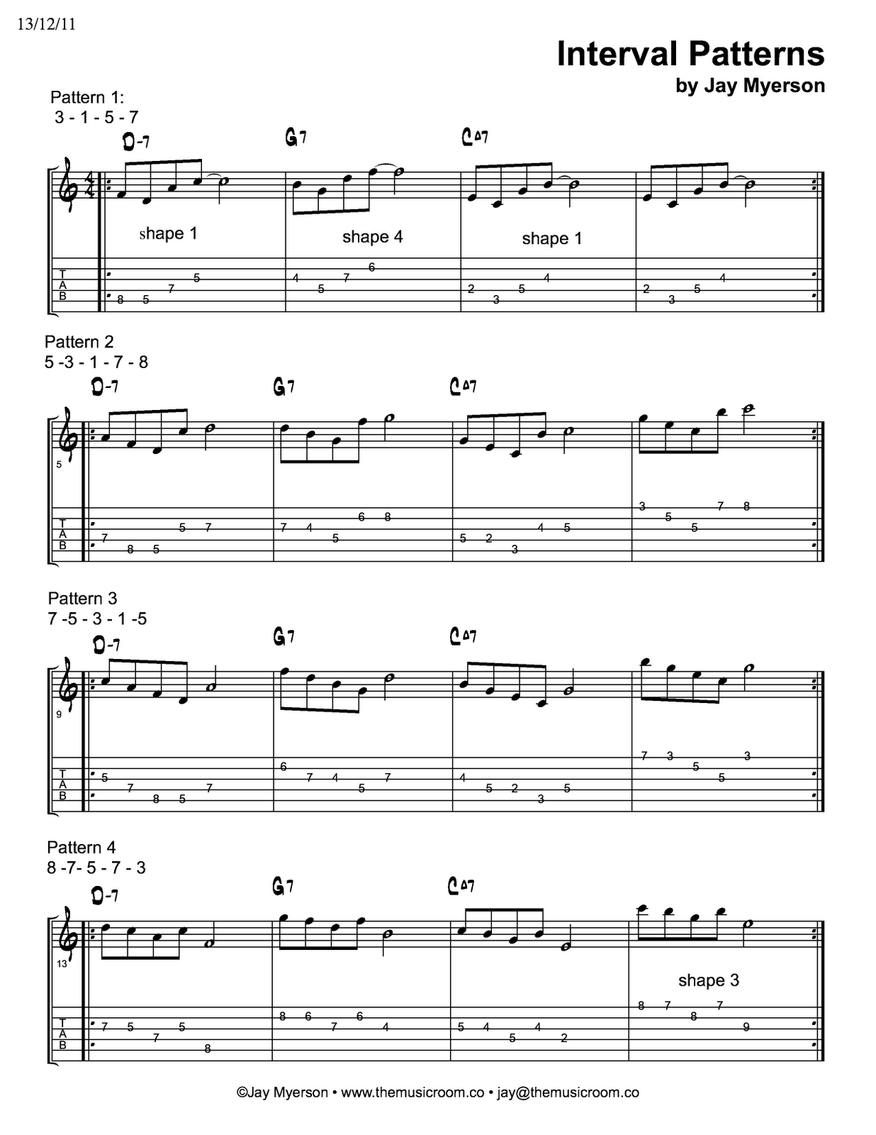 The Music Room Bexhill: Interval Patterns
