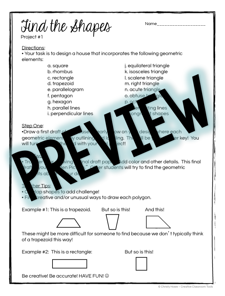 Find the Shapes - creative classroom tools