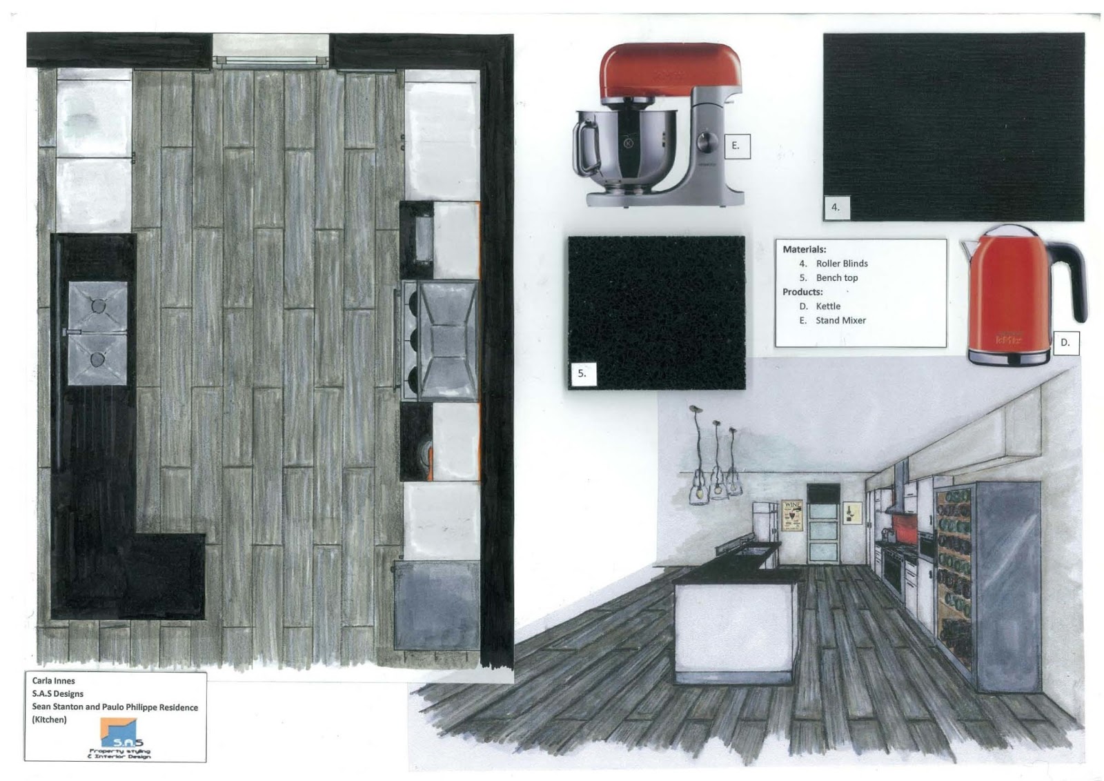 Interiors: C3ID0010B Kitchen Design Presentation Board