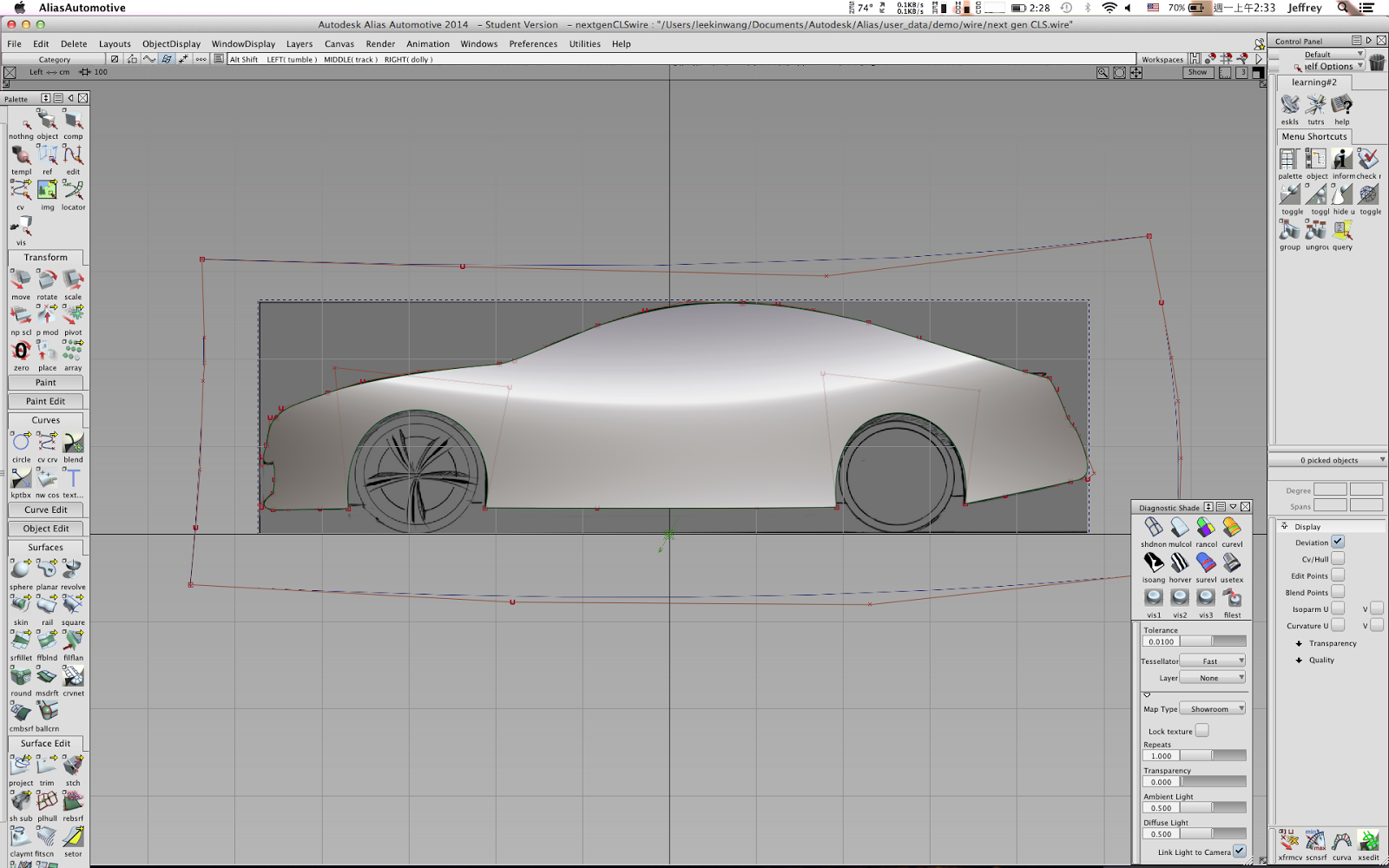 Jeffrey Lee's car design : alias side panel work out of mynext gen CLS