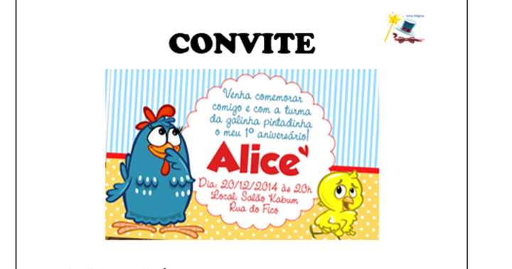 Professora Andréa Alves : Atividade sobre o gênero textual - convite