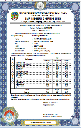 SENI BUDAYA SMP NEGERI 2 GRINGSING: CONTOH SKHU SEMENTARA SMP N 2 GRINGSING TAHUN 2014/2015