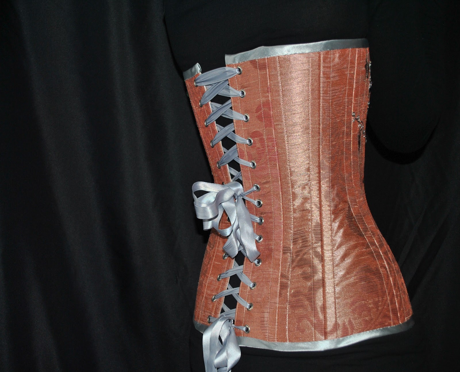 Stitchophrenia: Finished Project: Pink and Silver Butterfly Corset