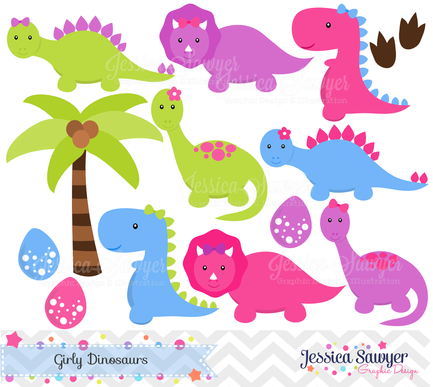 Free girl dinosaur clipart