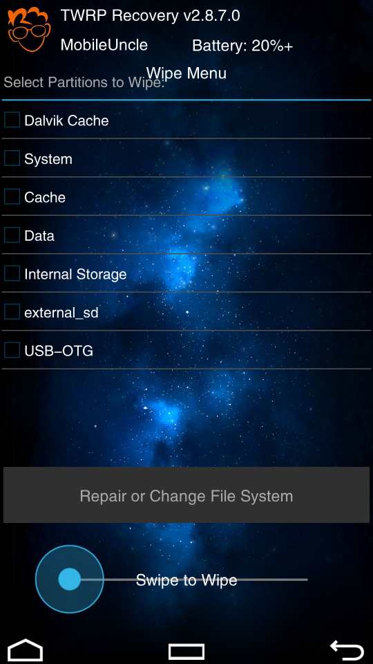 TWRP(Team Win Recovery Project)の使い方 - がじぇったほりっく