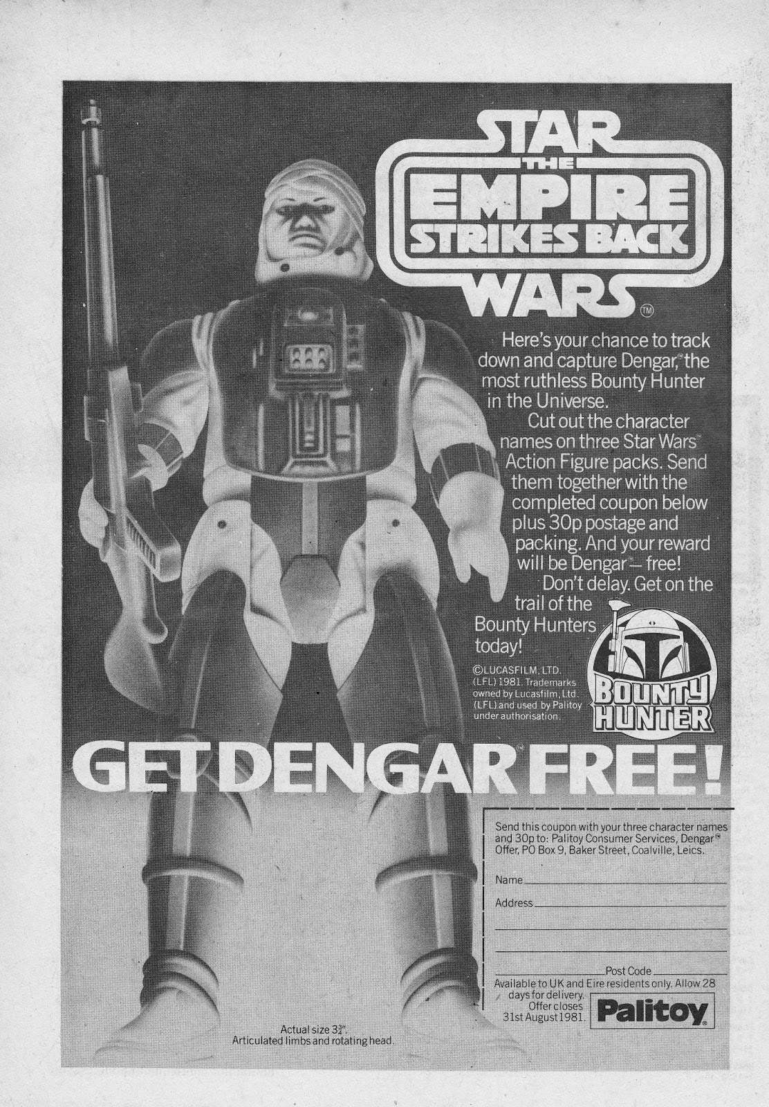STARLOGGED - GEEK MEDIA AGAIN: 1981: STAR WARS' DENGAR MAILAWAY ADVERT ...
