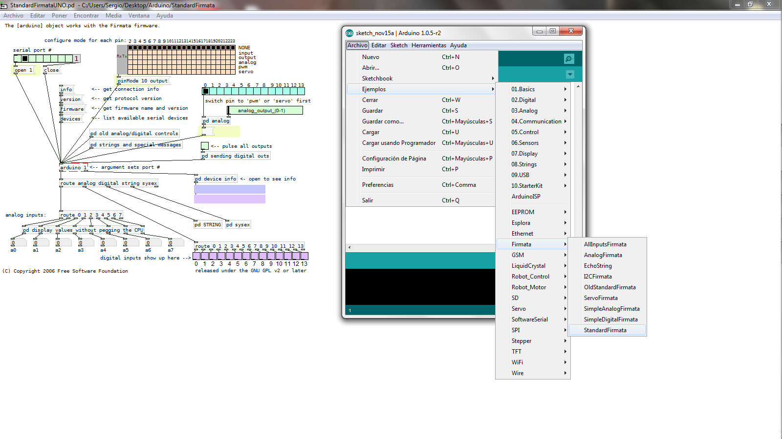 Proyecto Arduino: Guante Pd: ¿Firmata?