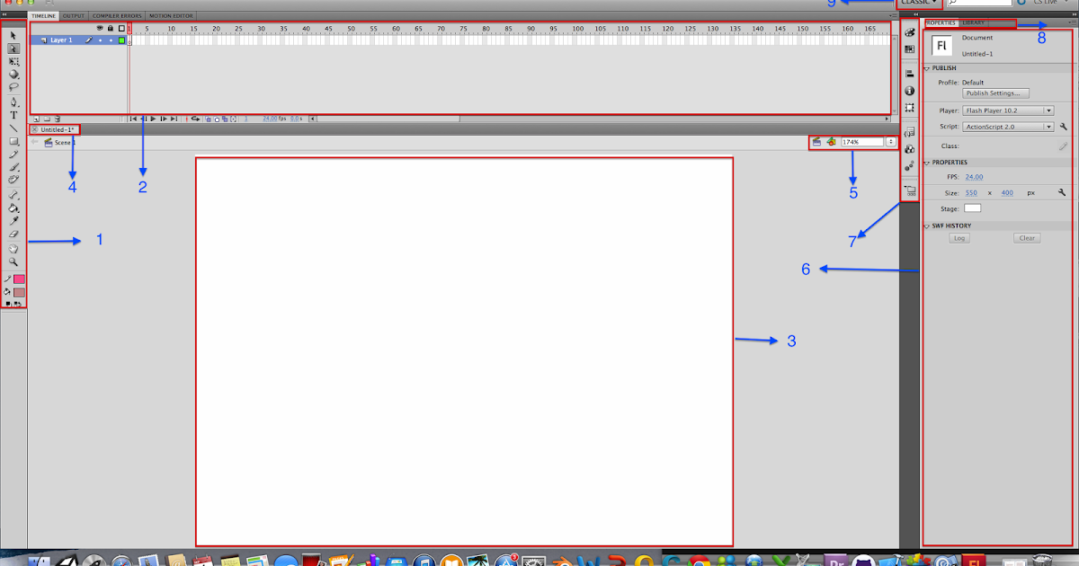 Mengenal Tampilan Adobe Flash Profesional