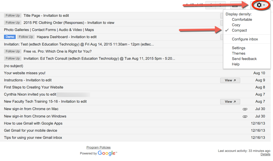 TeachingTechNix: Gmail Inbox: Change The Spacing