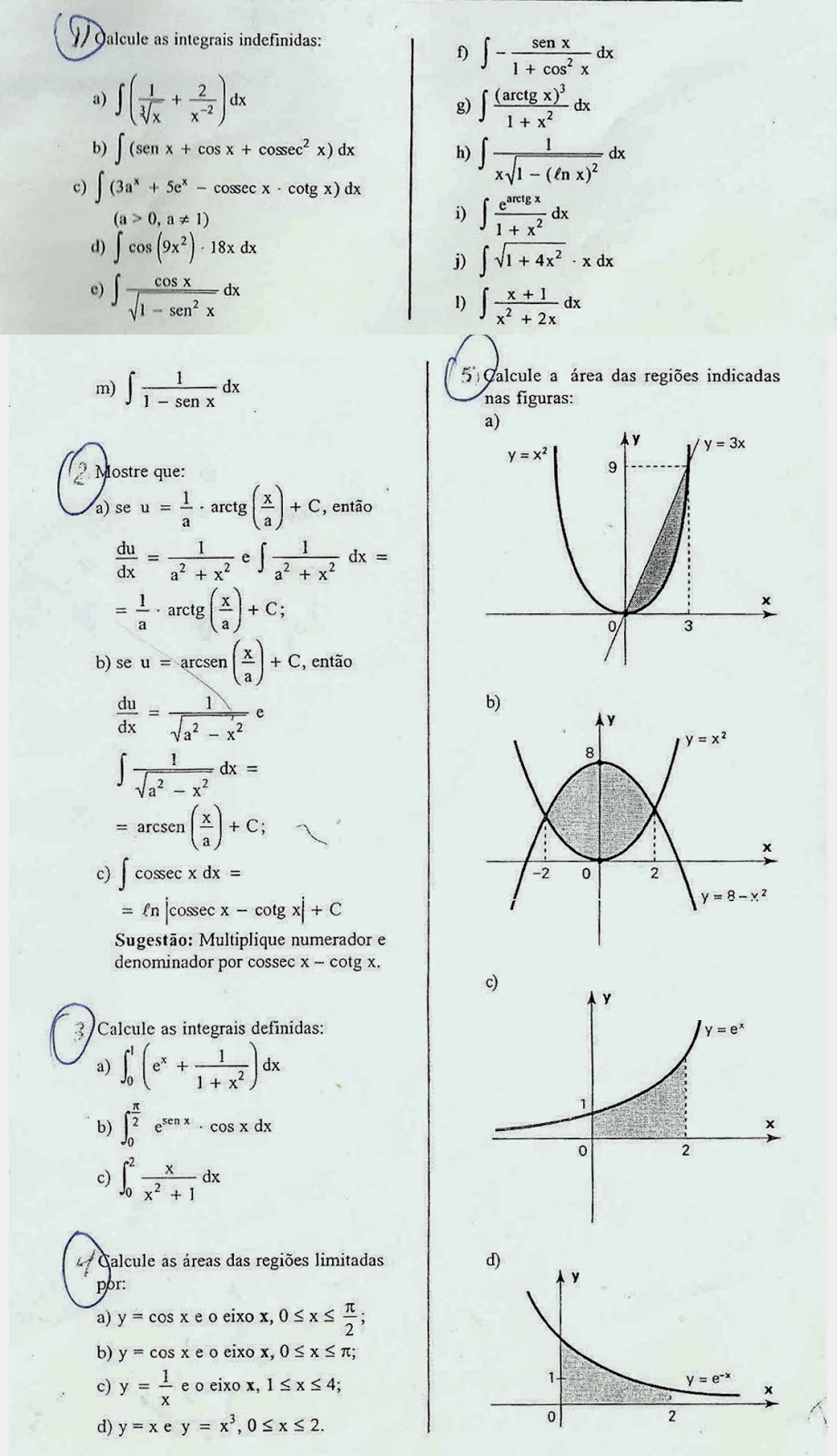 Lista de Exercícios de Cálculo Resolvidos [Integral definida e ...