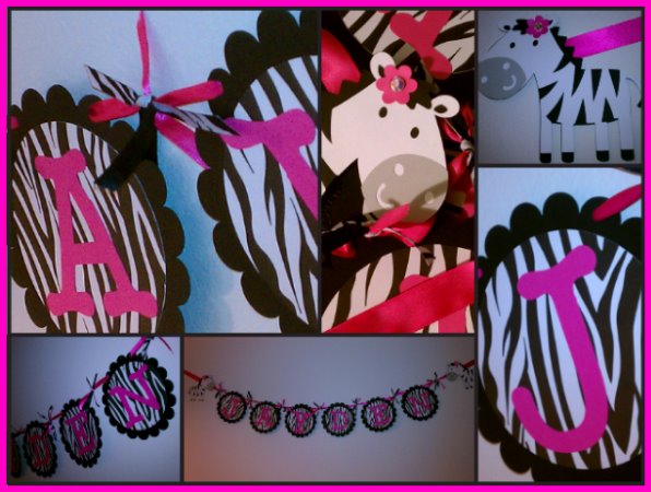 Creations 4 You.. By: Jackie: Baby Shower Banner "Zebra print & Pink"