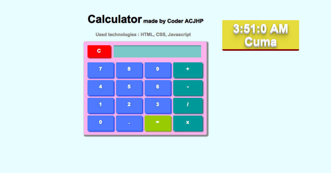 Html Css Js Ile Basit Hesap Makinesi Ve Dijital Saat Yapımı