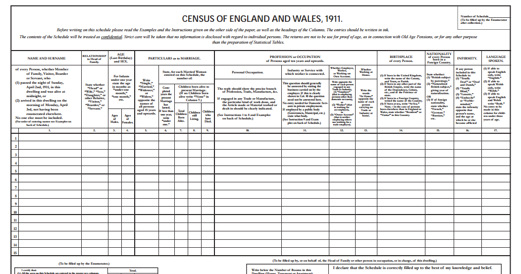 Williams/Palmer Genealogy Page: Genealogy Tips: blank census forms
