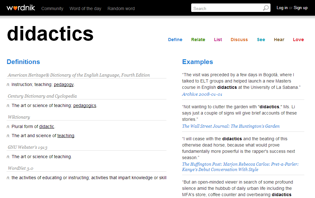 Teaching & Learning: Wordnik