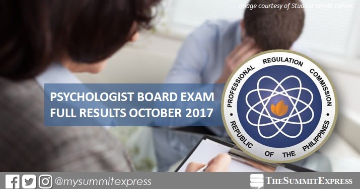 FULL RESULTS: October 2017 Psychologist board exam passers list, top 10 ...
