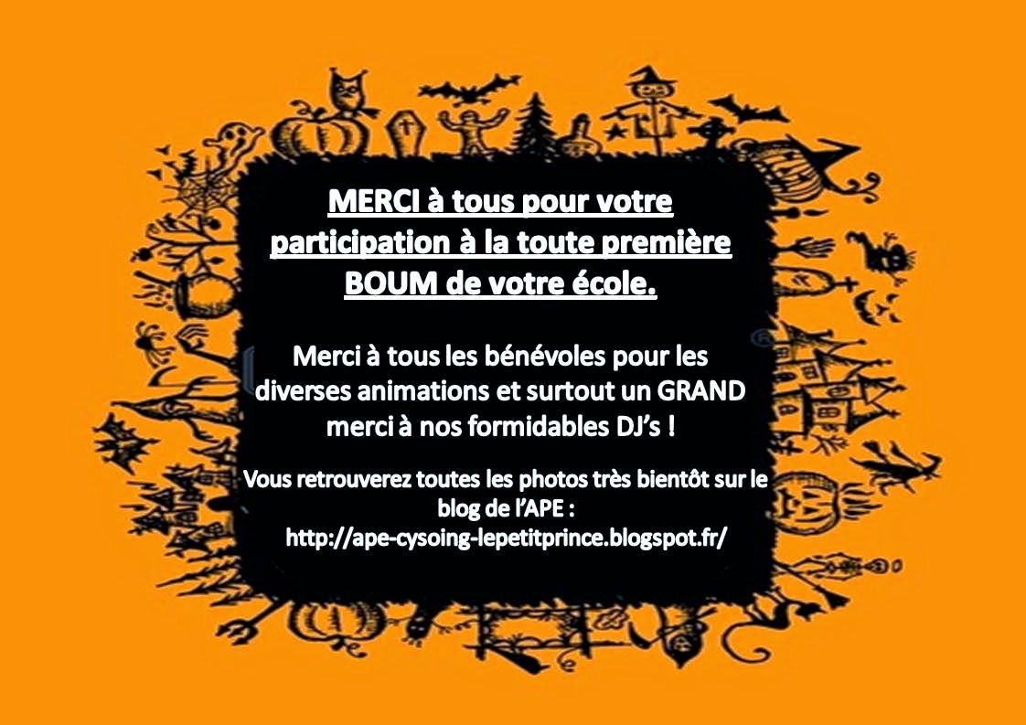 APE Le Petit Prince Cysoing: Remerciements - Boum d'Halloween