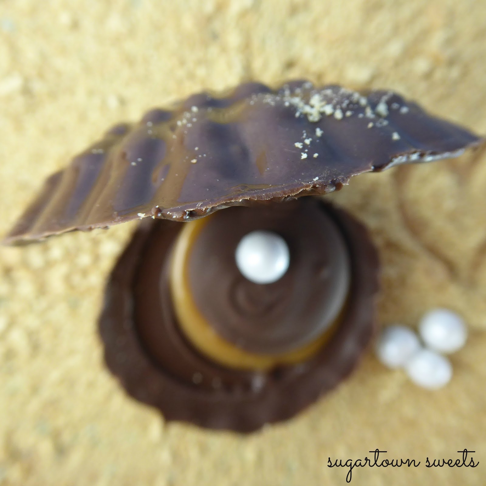 Sugartown Sweets: Caramel Filled Chocolate Clam Shells With Candy Pearls