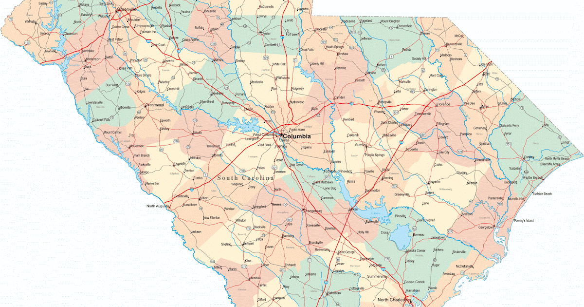 South Carolina map