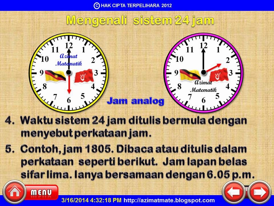 AZIMAT MATEMATIK: MENGENAL DAN MENGUASAI SISTEM 24 JAM