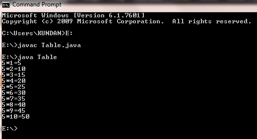 form java blog spot.com : 3.write a program to print table of a number